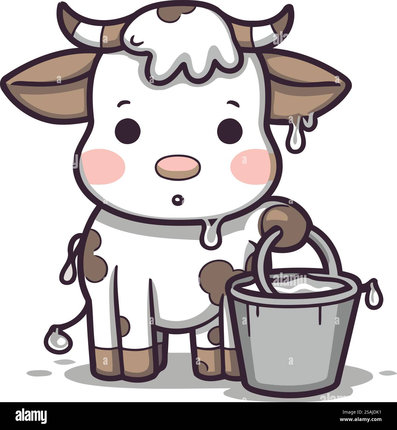 Milk bucket character cartoon style vector illustration. isolated on ...