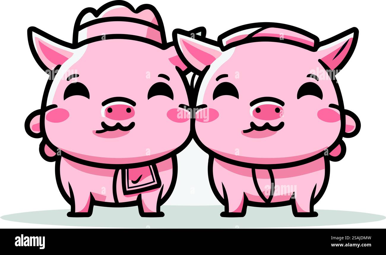 Cute pig cartoon vector illustration. Cute pig character design Stock ...