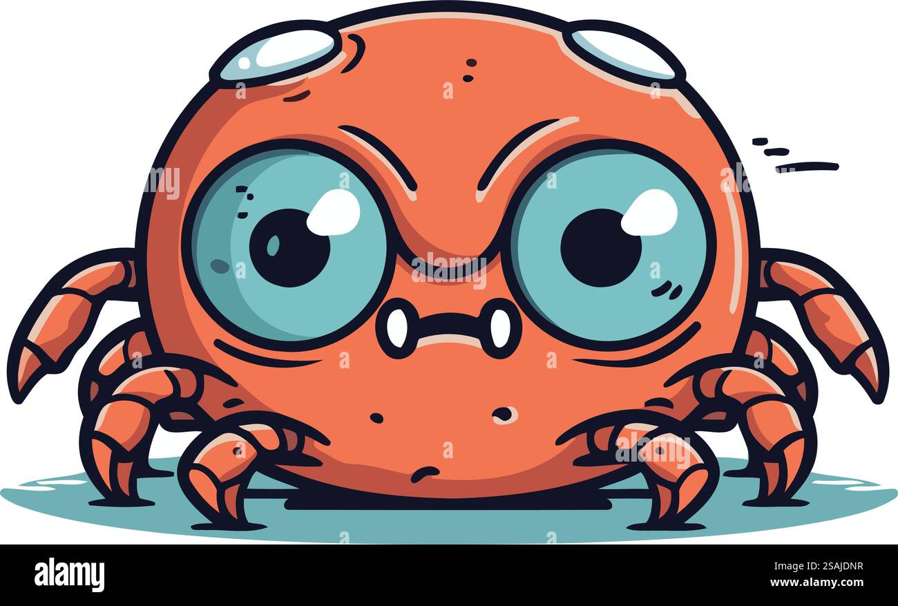 Funny cartoon crab with big eyes. Vector illustration isolated on white ...