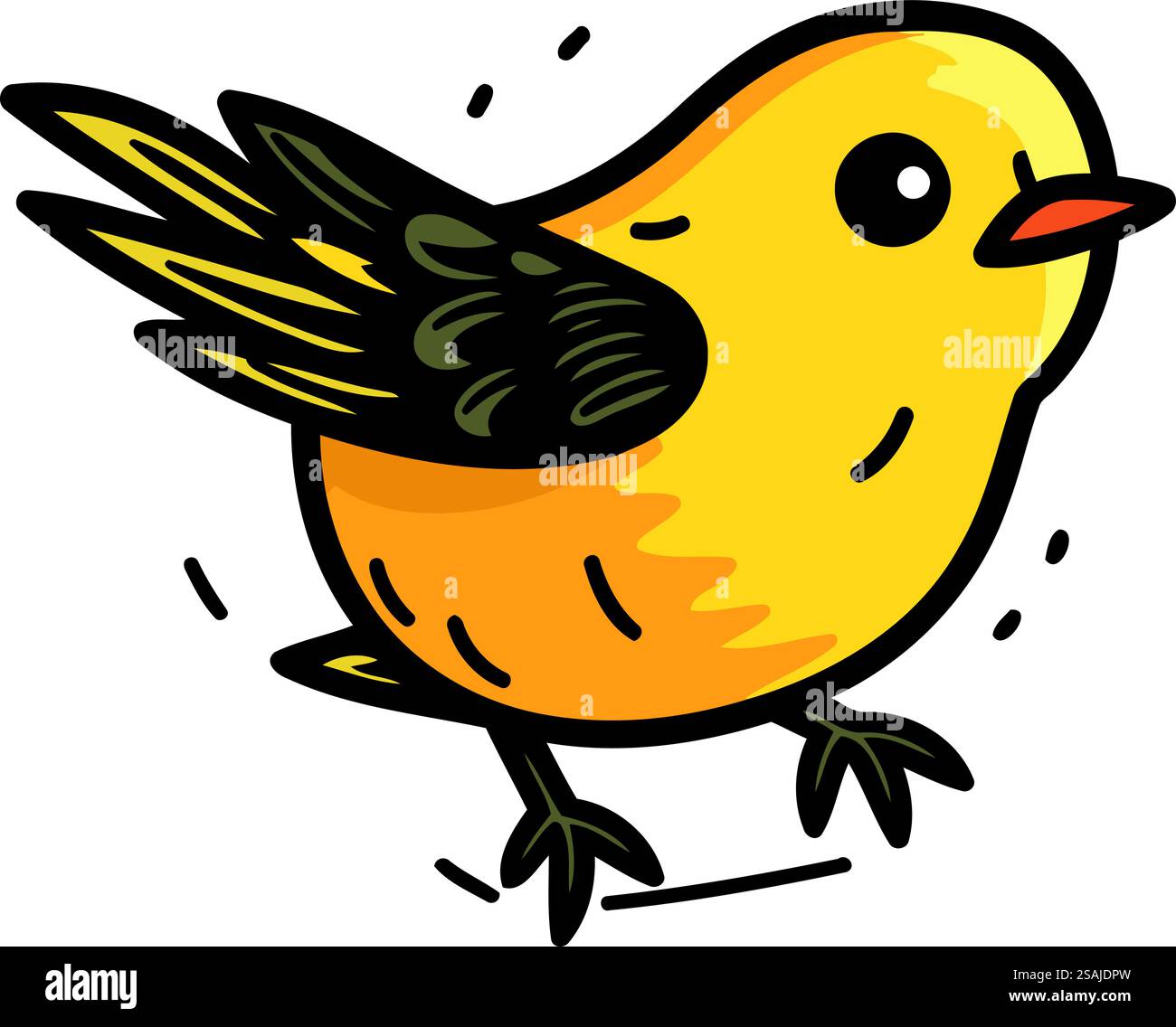 Cute little bird. Hand drawn vector illustration in cartoon style Stock ...