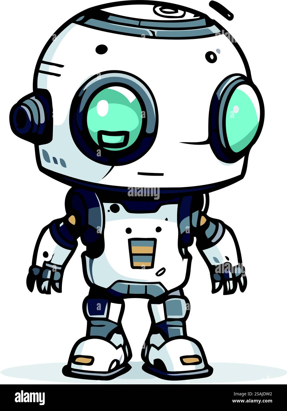Cute robot cartoon. Vector illustration of a little robot character ...