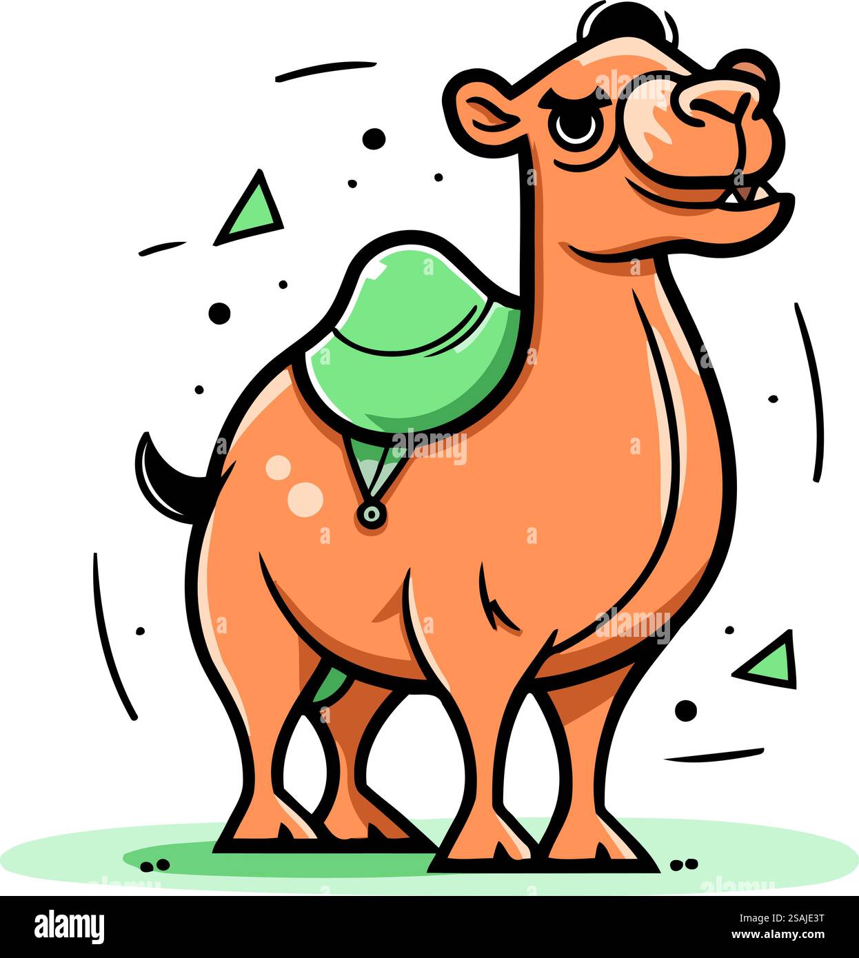 Camel character vector illustration. Cute cartoon camel standing and ...