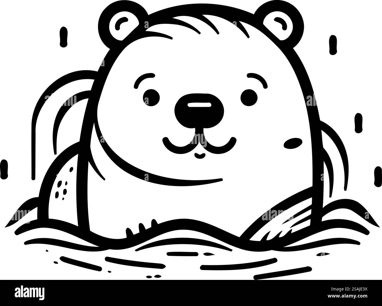 Cute cartoon beaver swimming in the sea. Vector illustration Stock ...