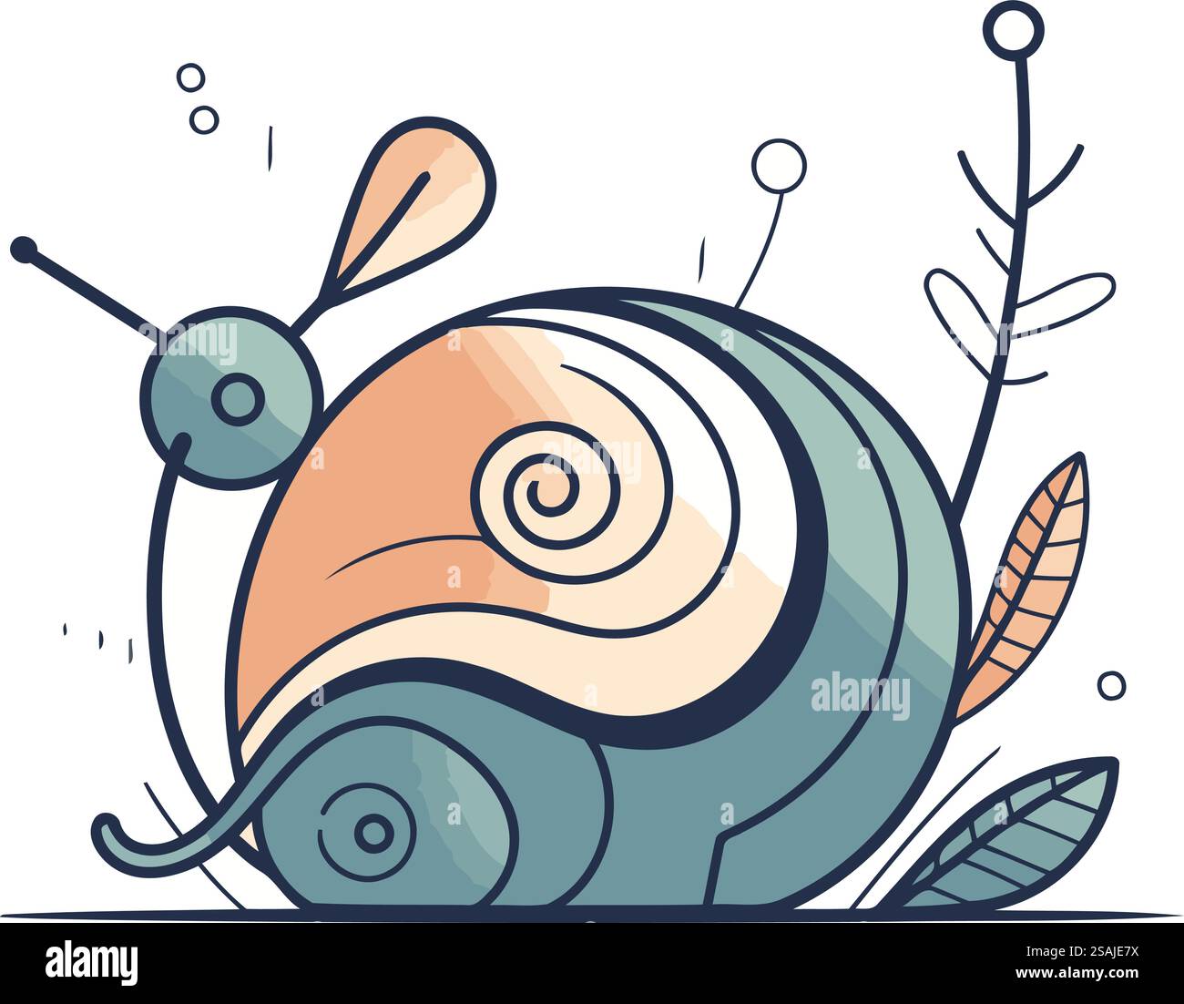 Cute hand drawn vector illustration of a snail in a shell Stock Vector ...