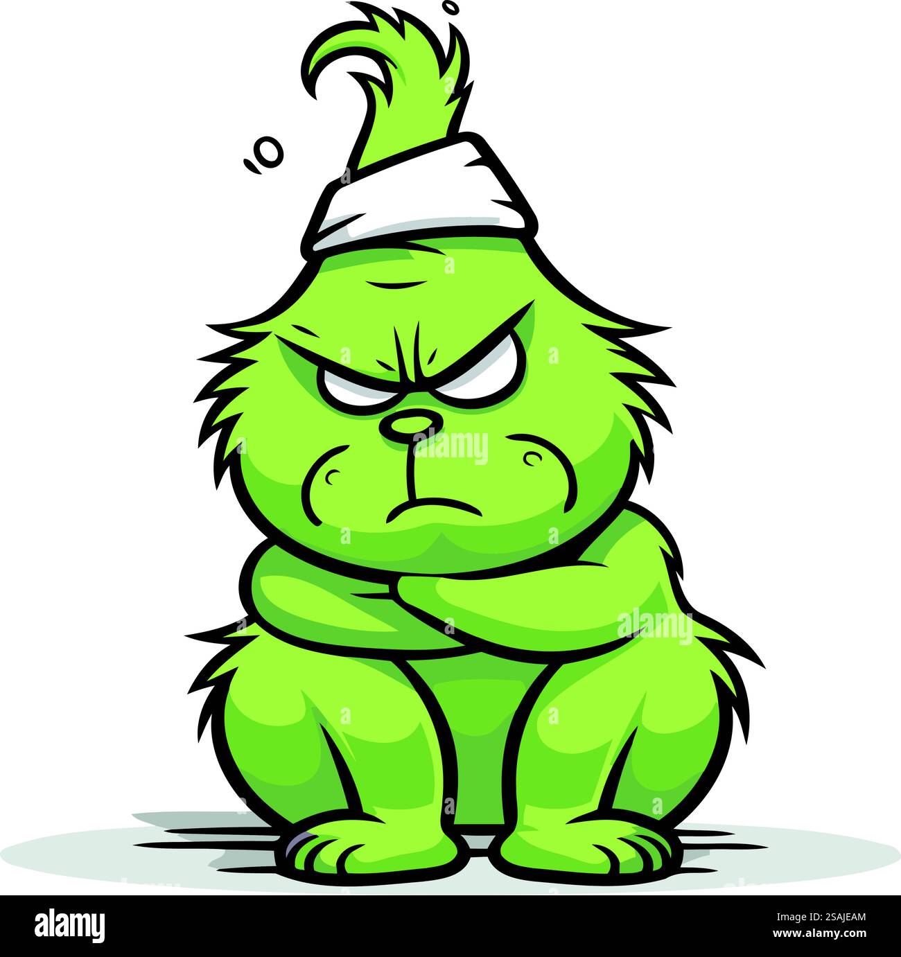 Sad cartoon monster with bandage on his head. Vector illustration Stock ...