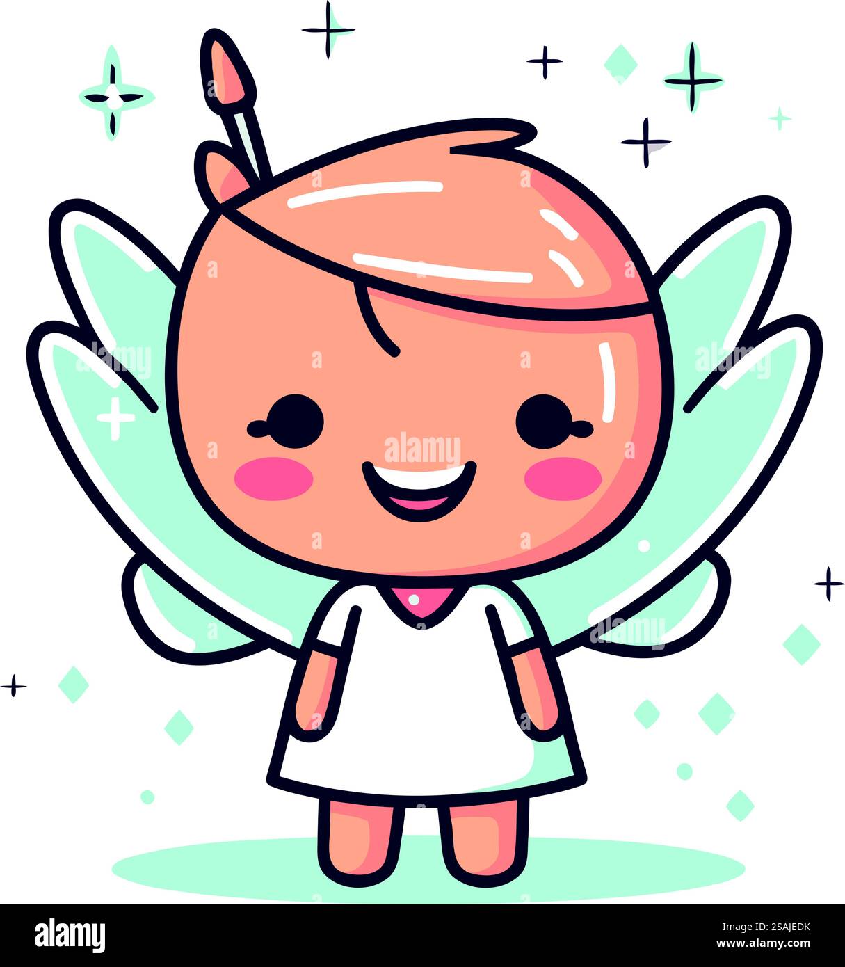 Cute little angel with wings. Vector illustration in flat style Stock ...