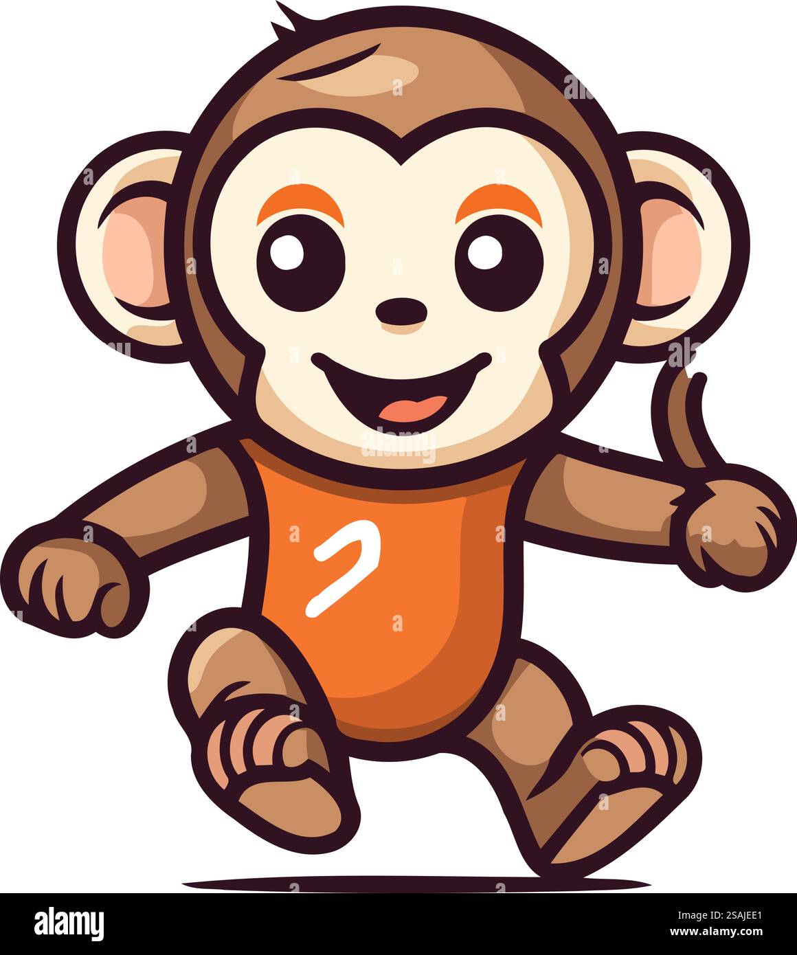 Monkey running isolated on white background. vector illustration ...
