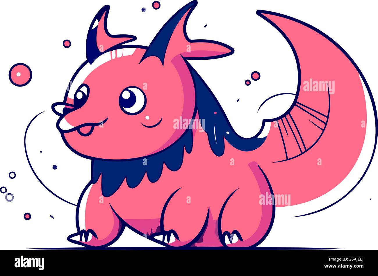 Funny cartoon dragon. Vector illustration of a cute little dragon Stock ...