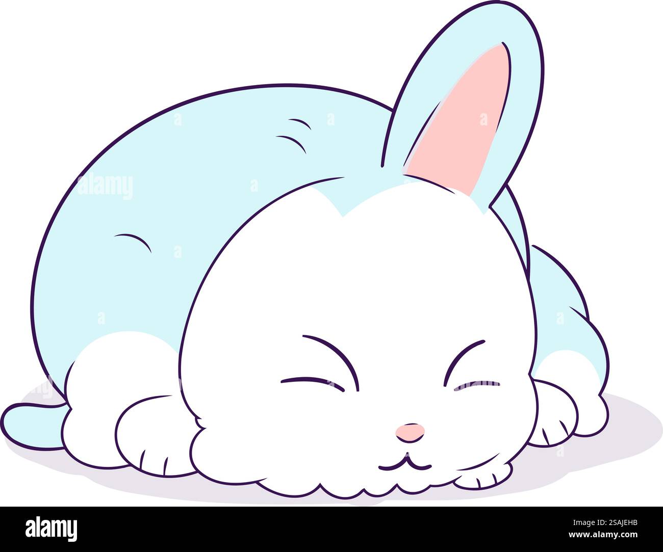 Illustration of a Cute Rabbit Sleeping on White Background Vector Stock ...