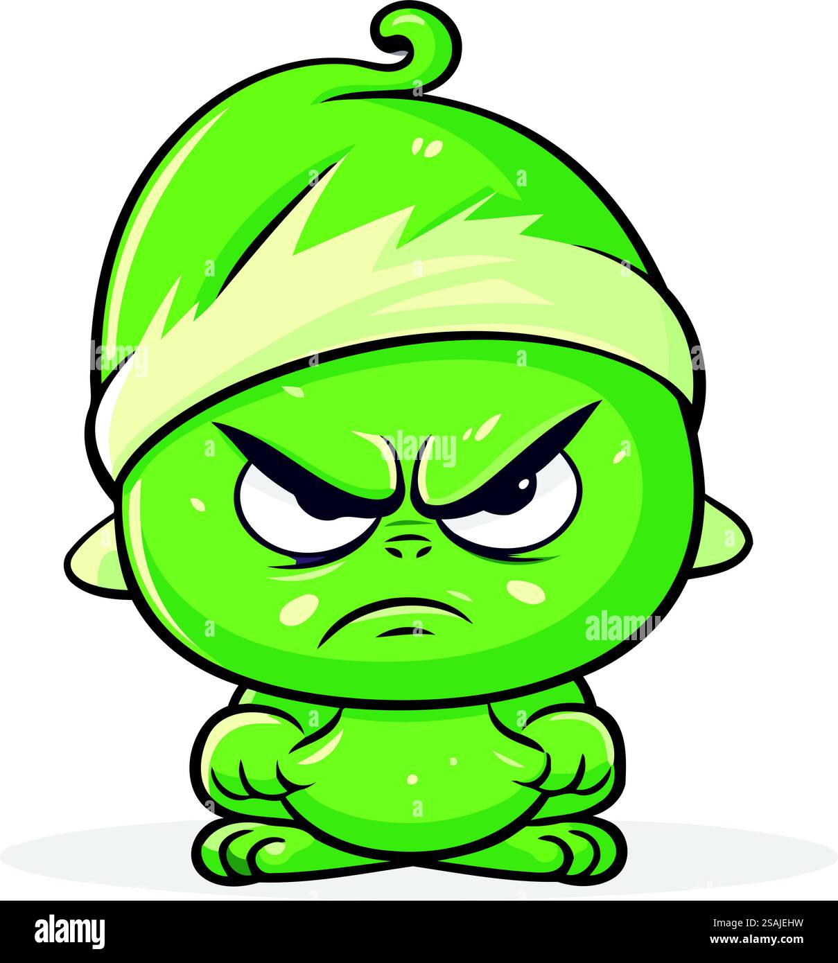 Cute cartoon monster with sad expression. Vector illustration isolated ...