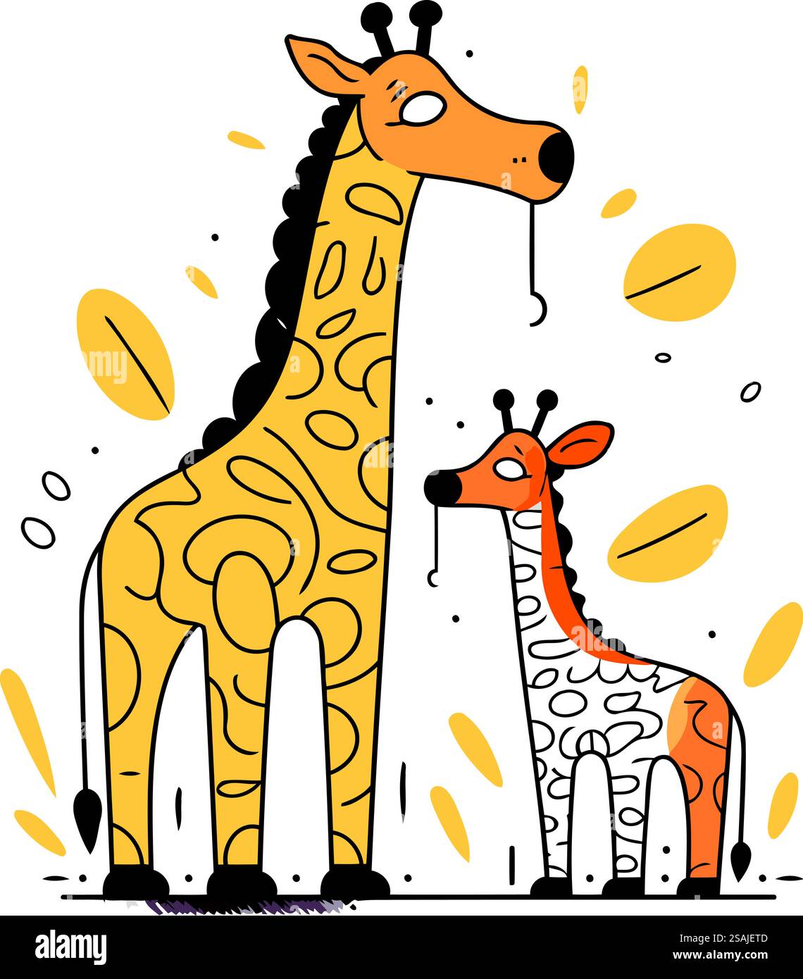 Cute giraffe vector illustration. Hand drawn cartoon giraffe Stock ...