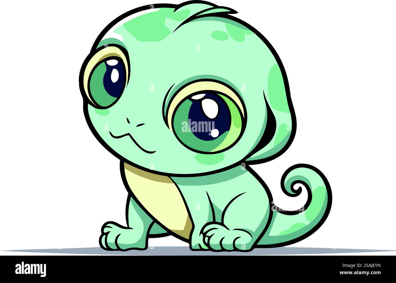 Cute cartoon baby lizard isolated on white background. Vector ...