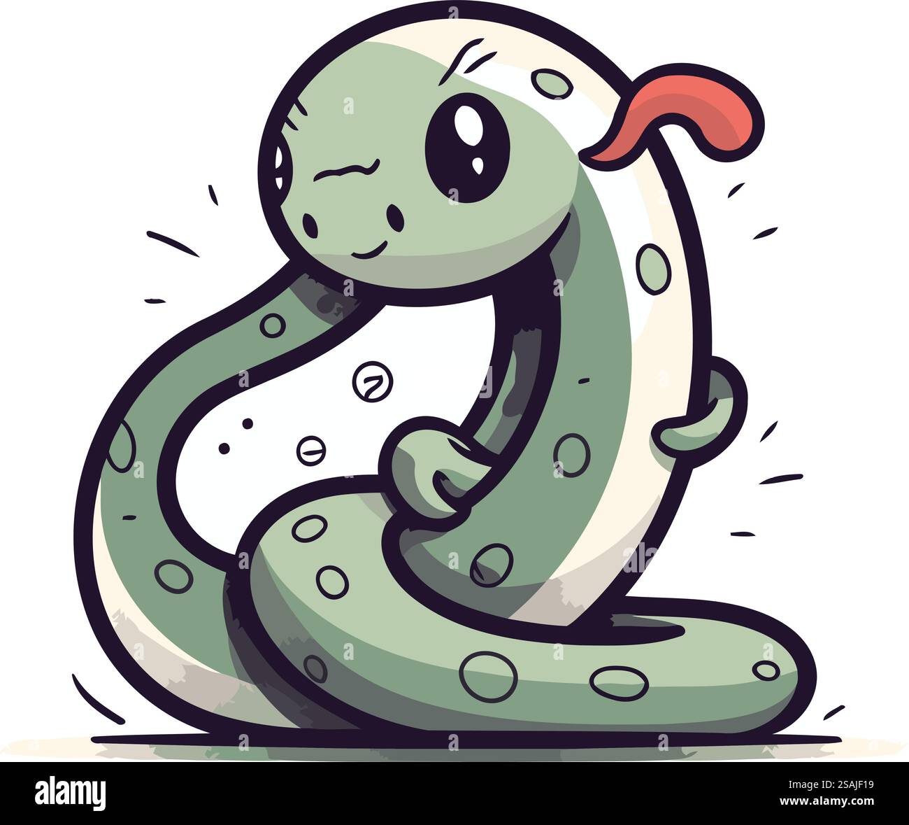 Cute cartoon snake character. Vector illustration isolated on white ...