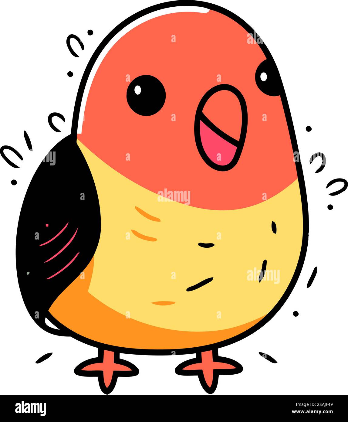 Cute little bird. Hand drawn vector illustration in cartoon style Stock ...