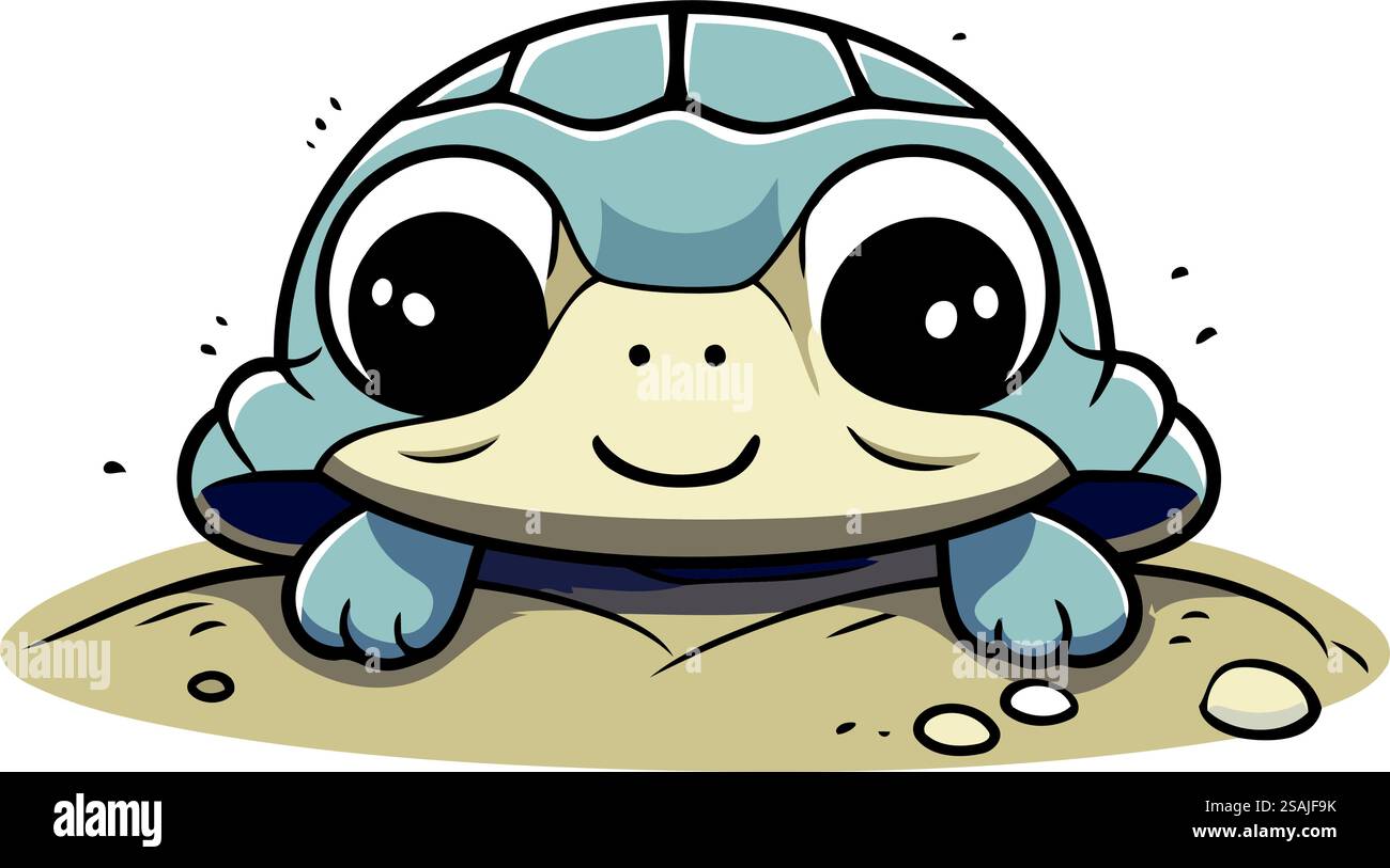 Cute cartoon turtle. Vector illustration of a cute tortoise Stock ...