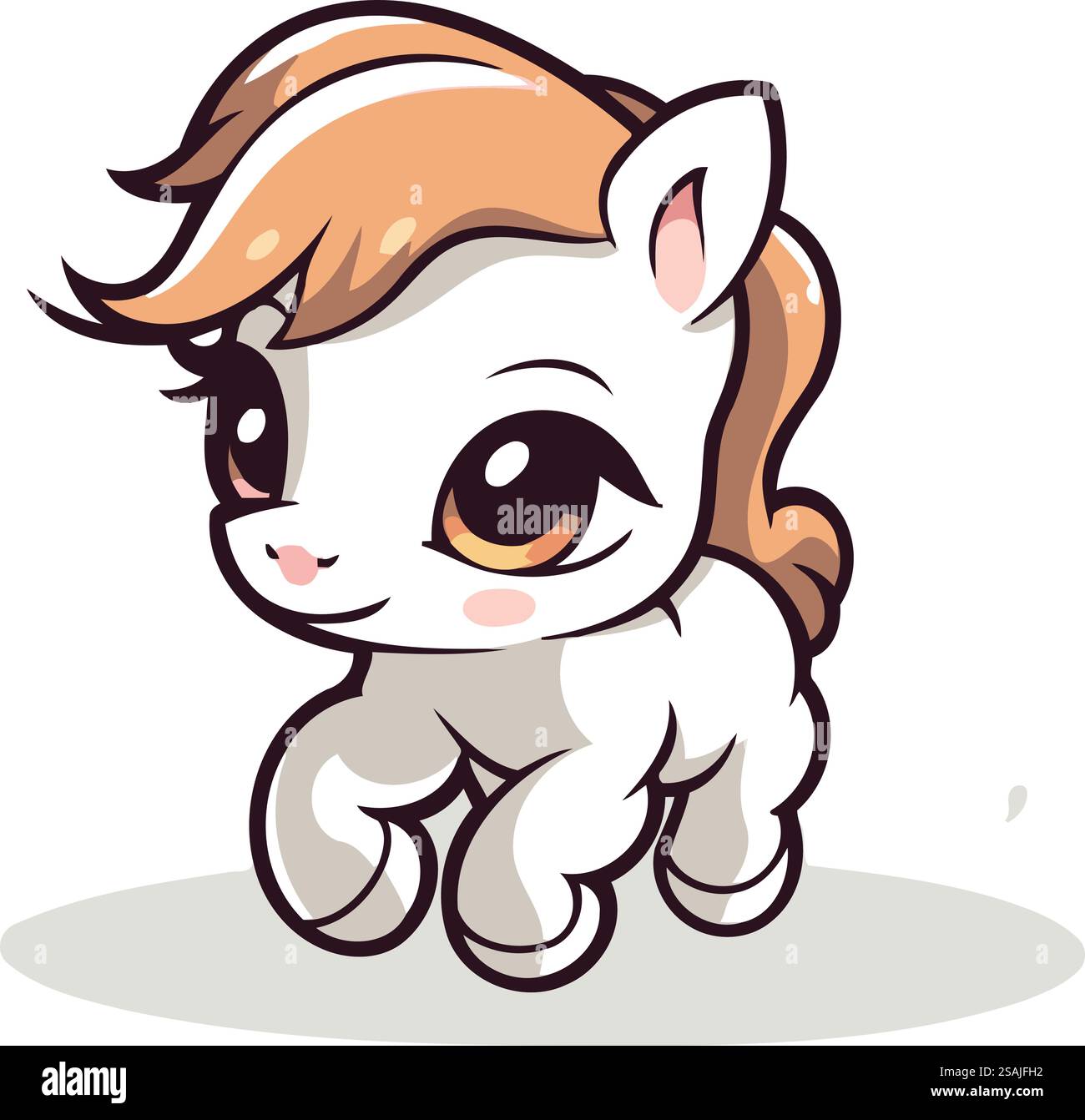 Cute little pony isolated on white background. Vector cartoon ...
