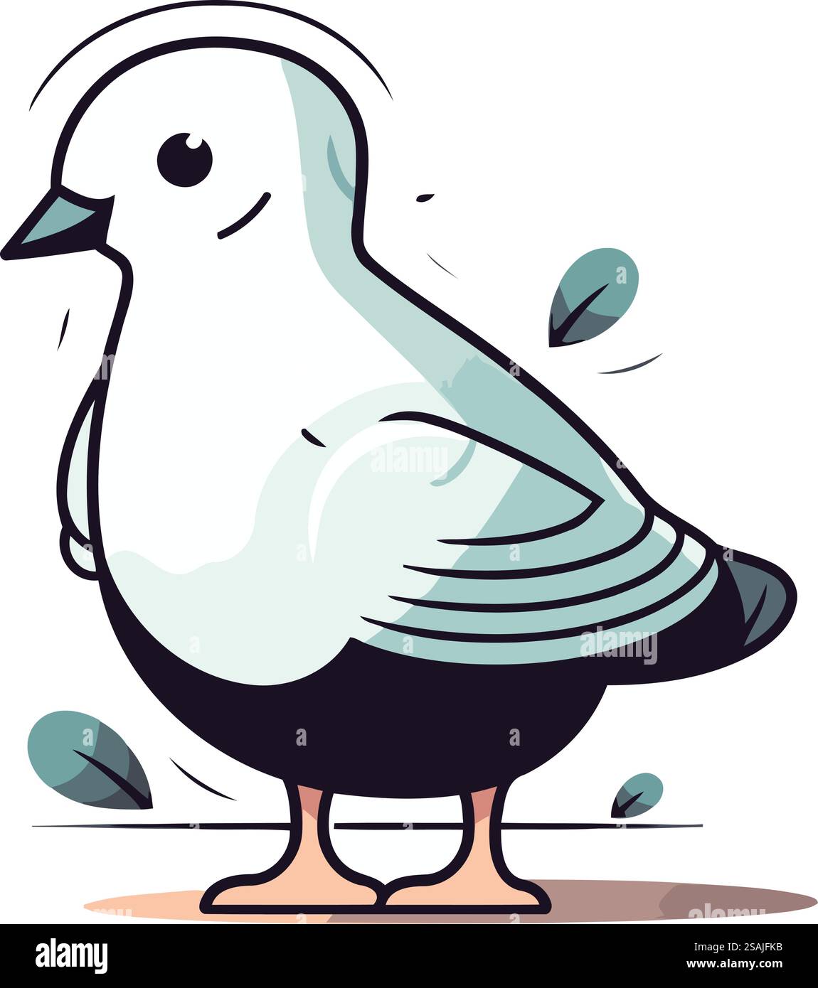 Pigeon vector illustration. Cute cartoon bird. Flat design Stock Vector ...