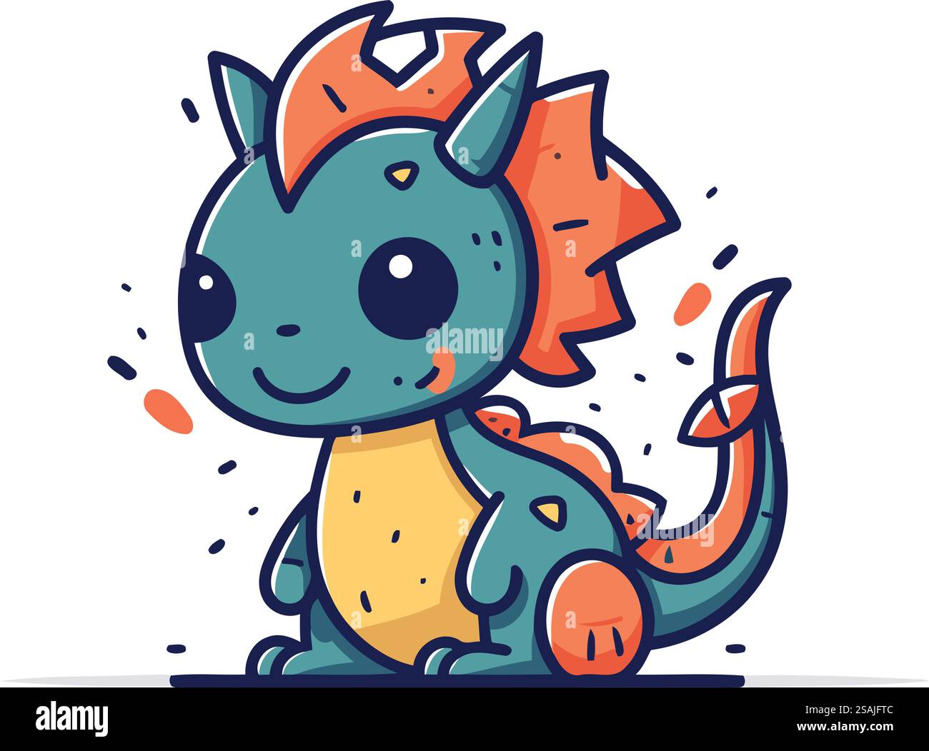 Cute cartoon dragon. Vector illustration. Isolated on white background ...