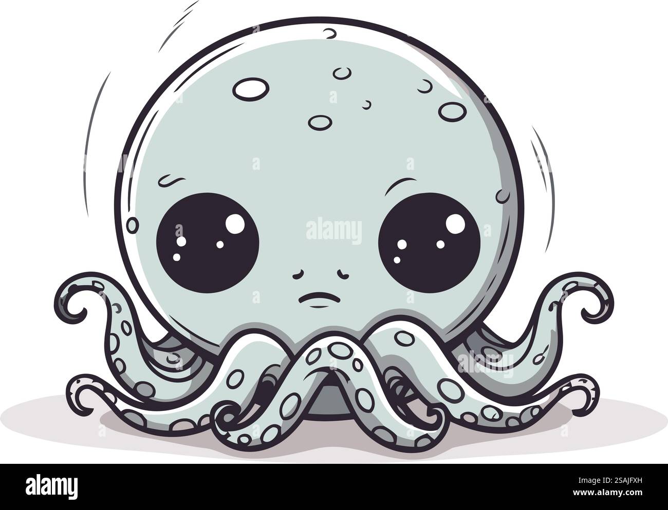 Cute cartoon octopus with eyes and tentacles. Vector illustration Stock ...