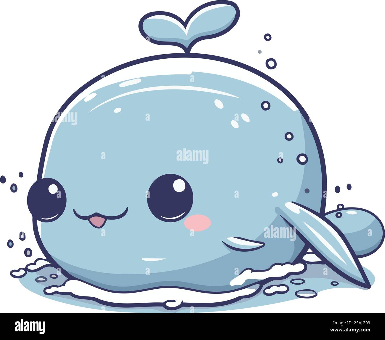 Cute cartoon whale with splashes of water. Vector illustration Stock ...