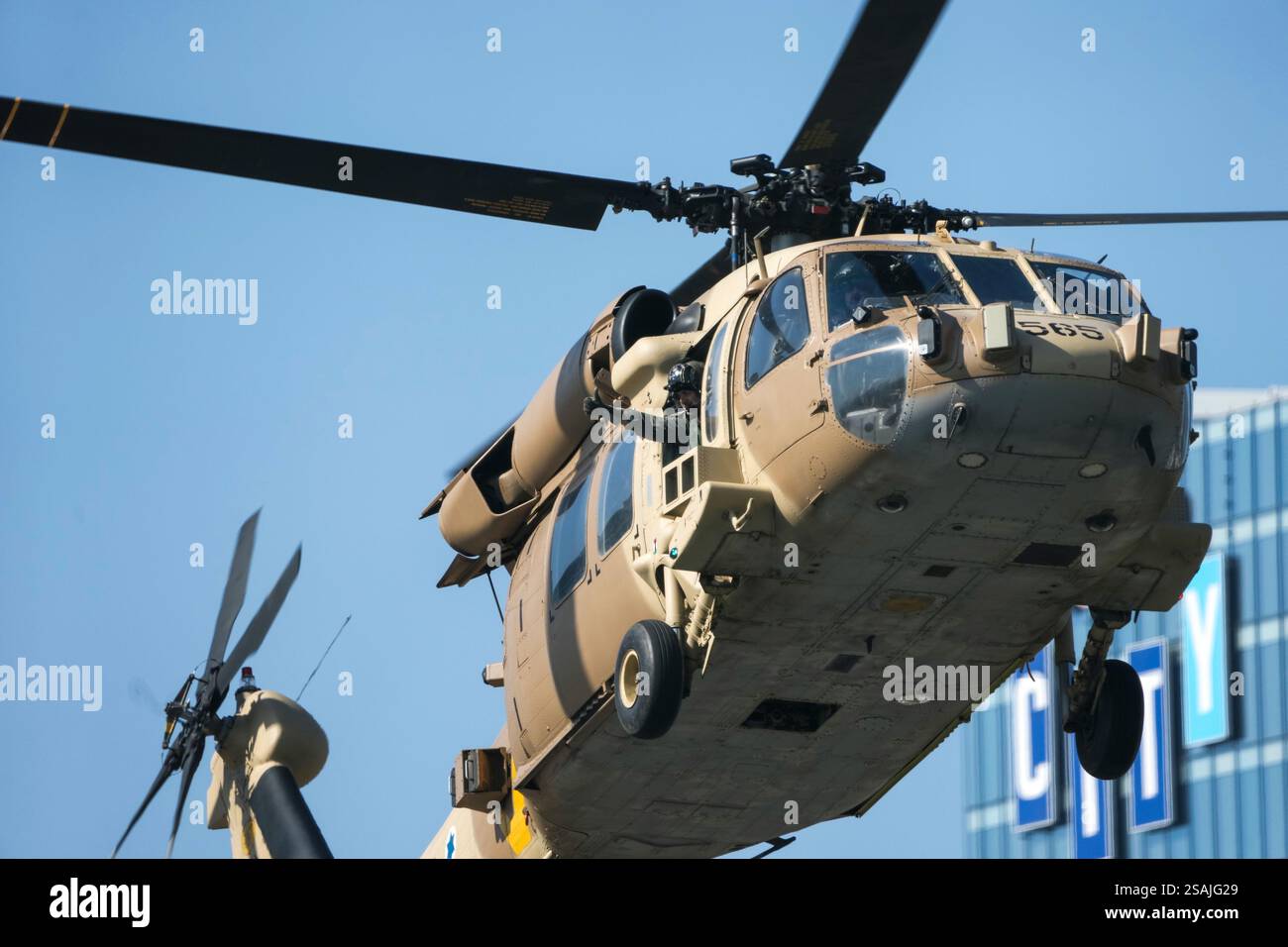 An Israeli military helicopter carrying Israeli soldier Agam Berger ...