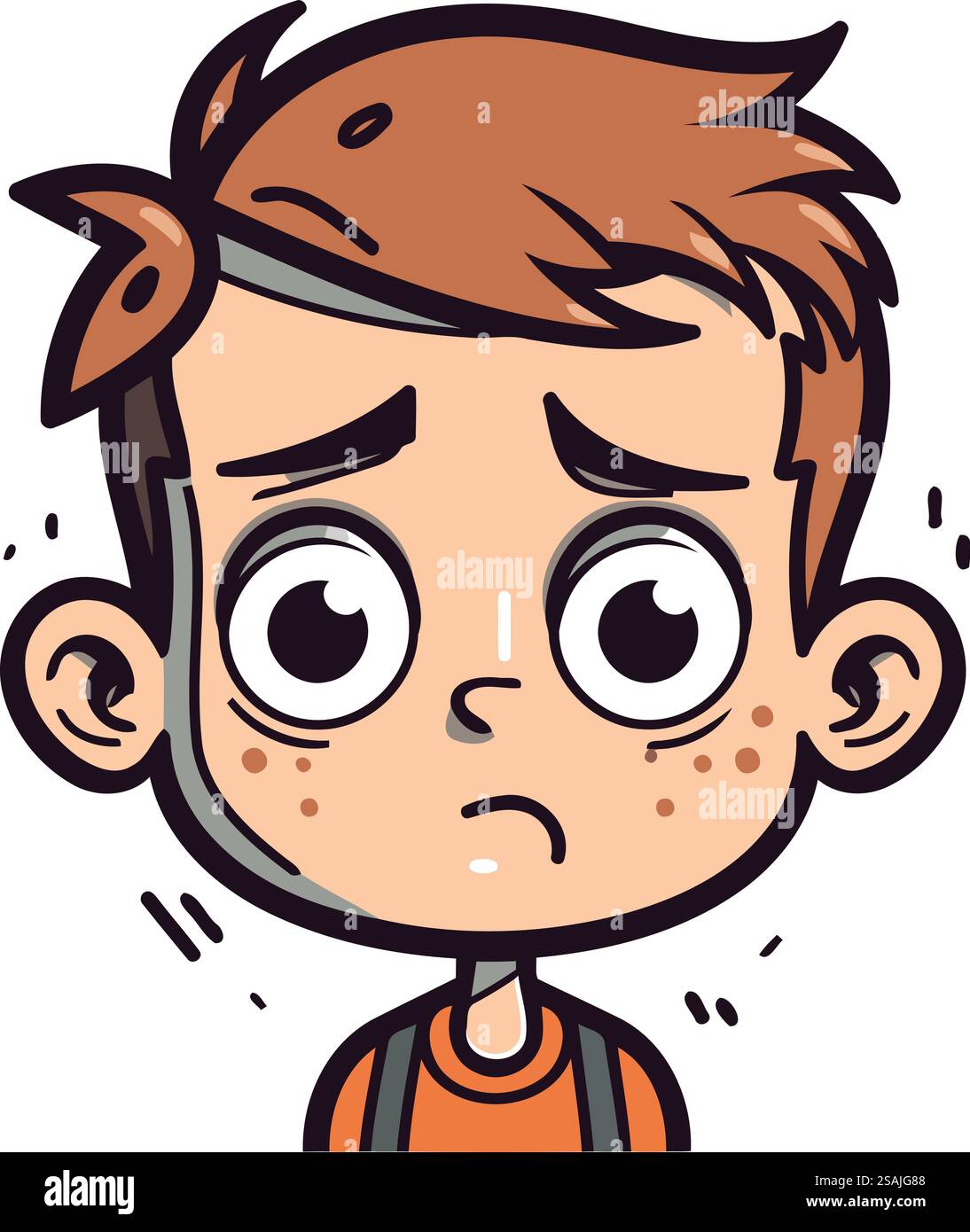 Upset boy with facial expression. Vector illustration in cartoon style ...