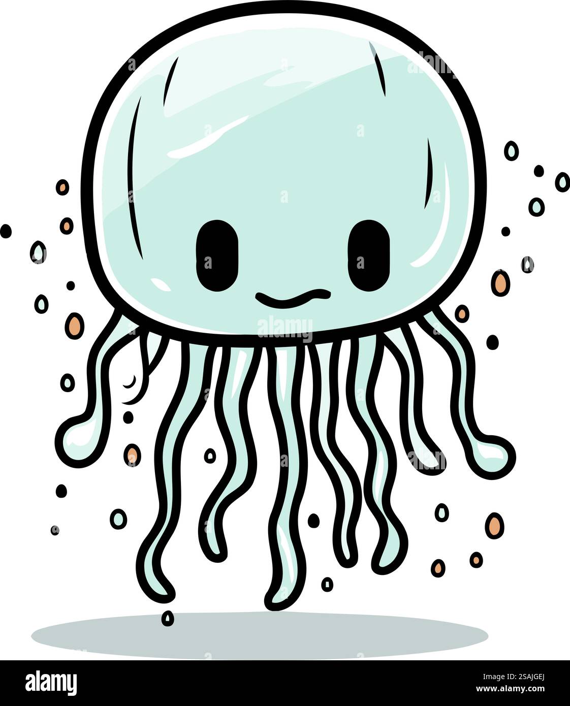 Cute jellyfish cartoon character. Vector illustration of a cute ...