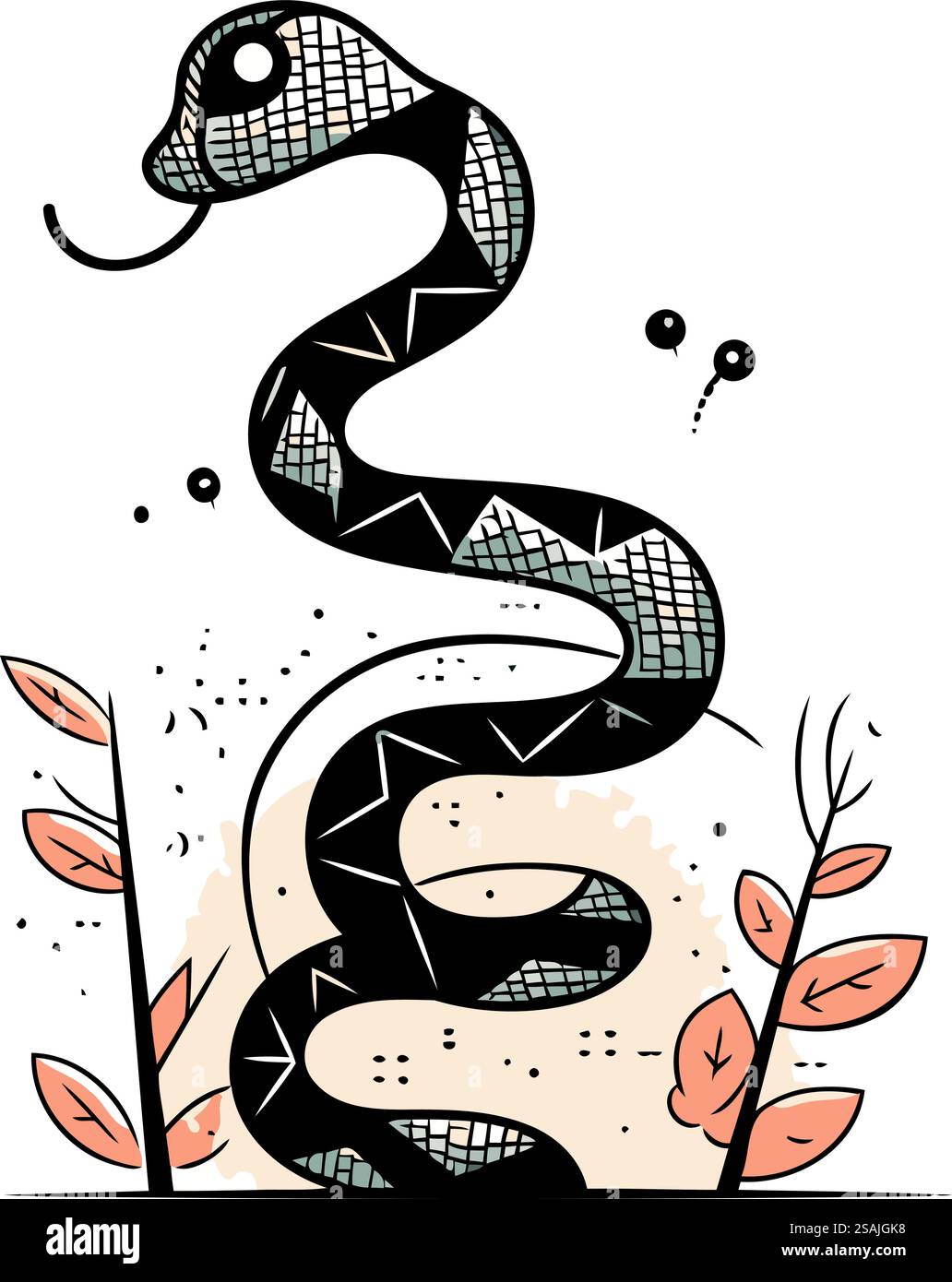 Cute snake. Hand drawn vector illustration in scandinavian style Stock ...