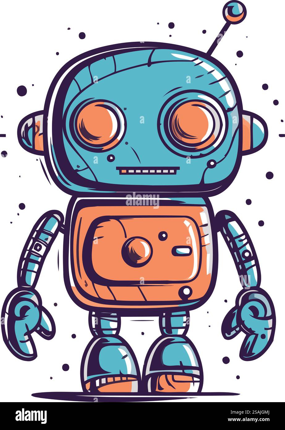Cute cartoon robot. Vector illustration. Isolated on white background ...