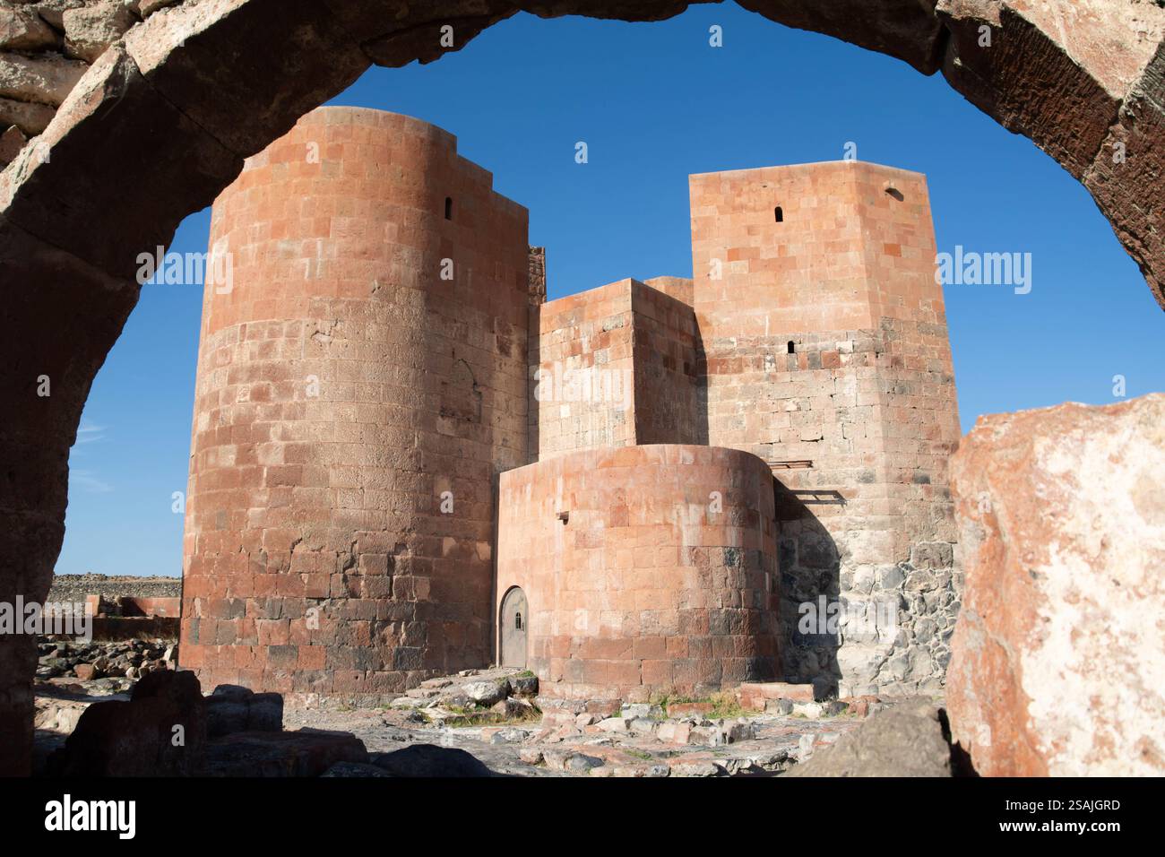 Old fortress. Destroyed castle walls. Old architecture. Historic stone ...