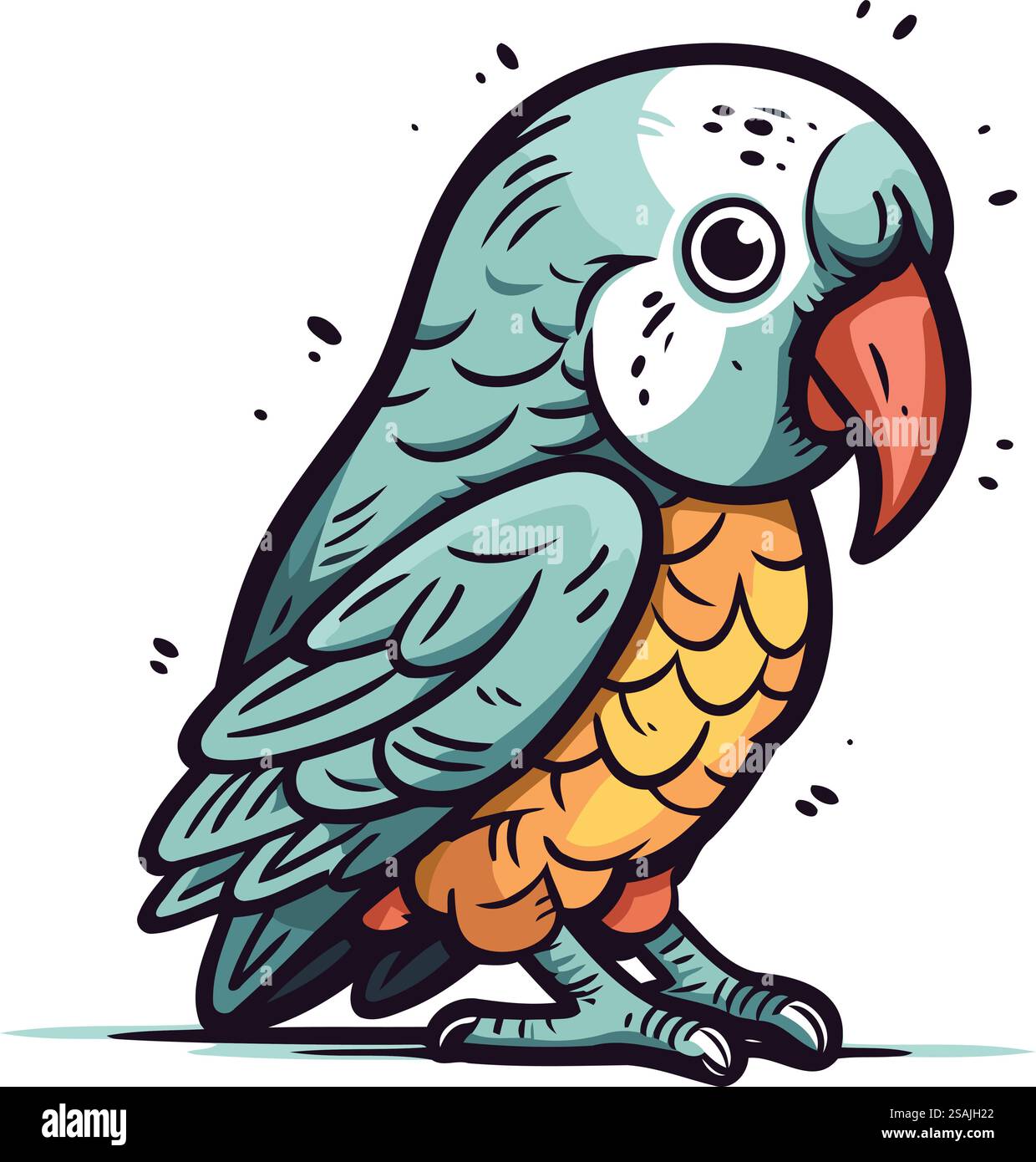 Cute parrot. Hand drawn vector illustration isolated on white ...