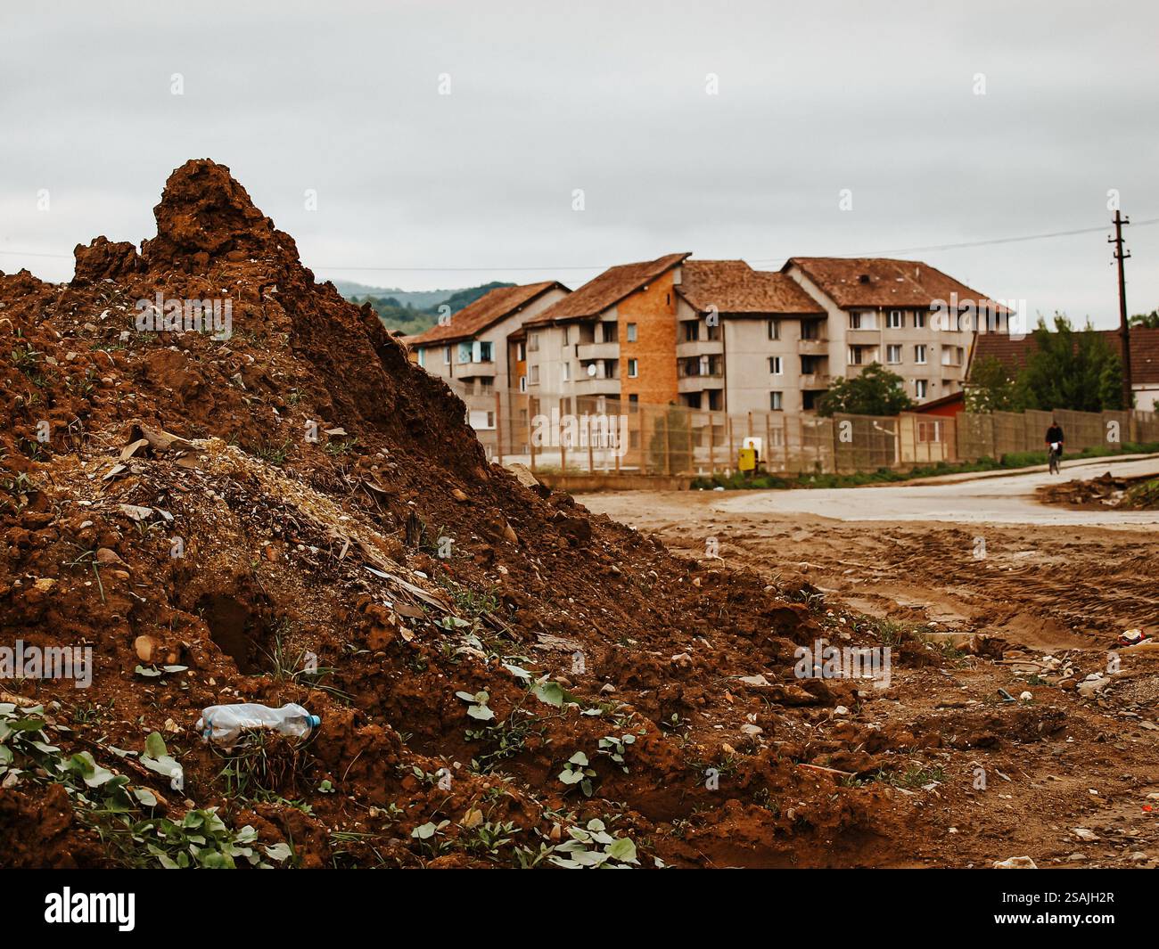 Pile Of Dirt And Debris In A Construction Site Near Residential ...