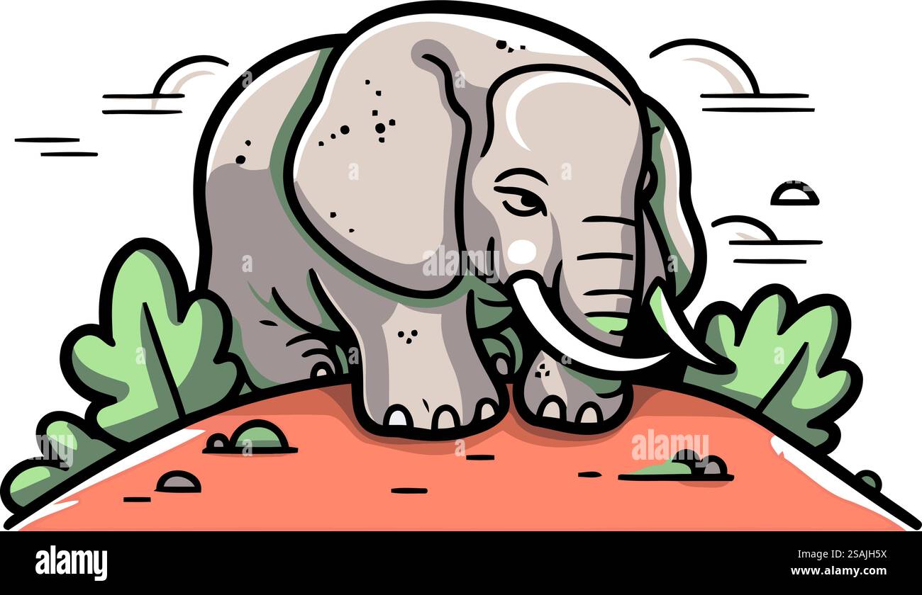 African elephant in white Stock Vector Images - Alamy