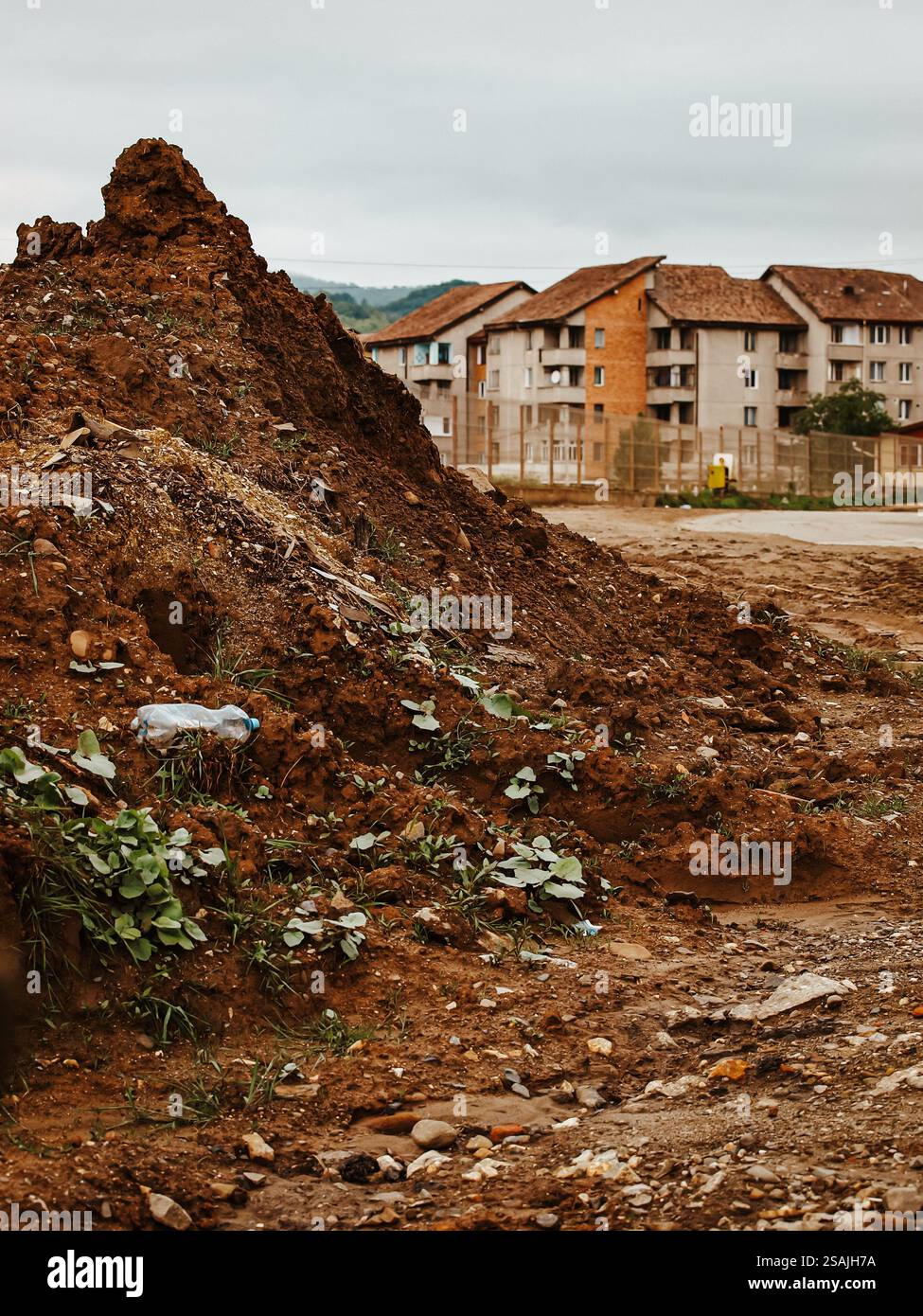 Pile Of Dirt And Debris In A Construction Site Near Residential ...