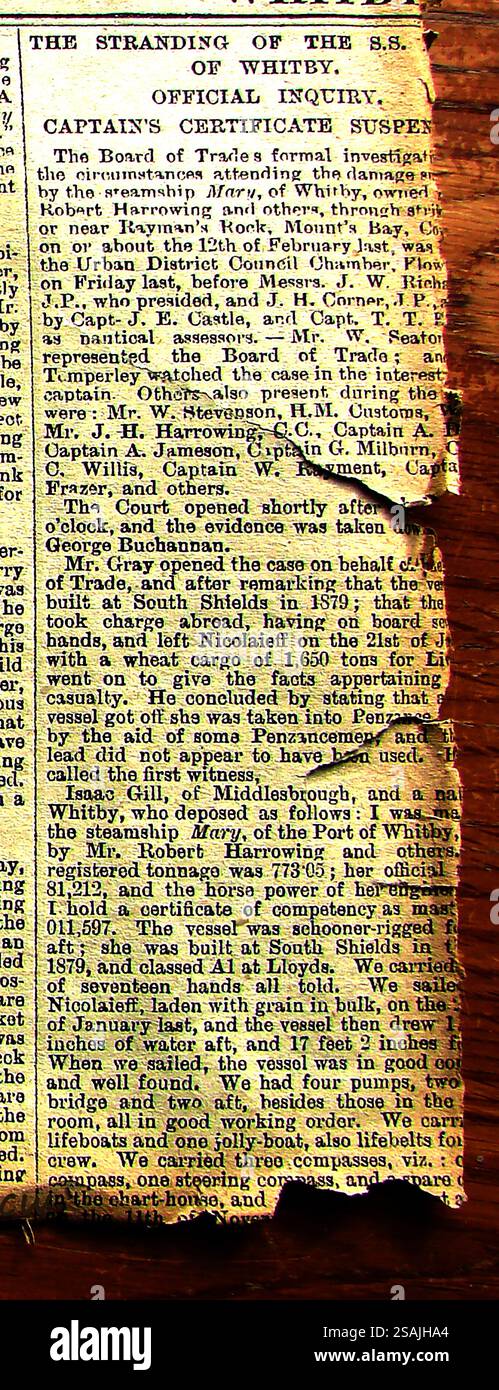 Whitby Gazette (Yorkshire) March 12 1897 -Report of the stranding of ...