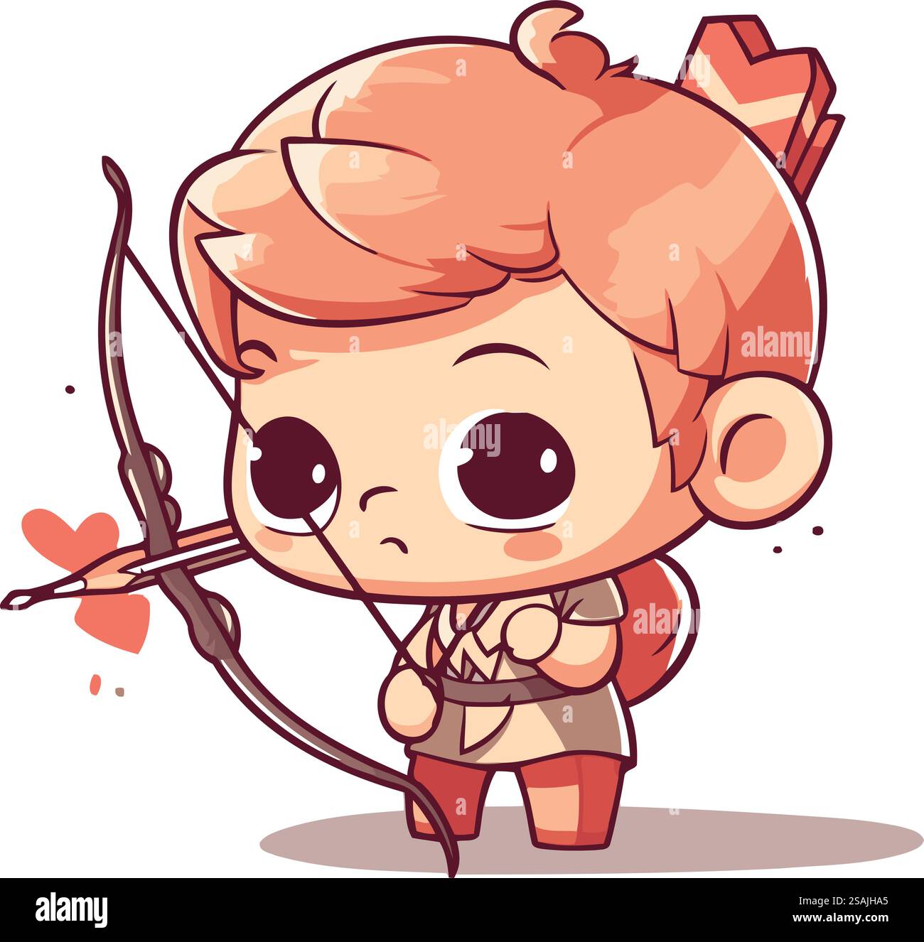 Cute little boy with bow and arrow. Vector cartoon illustration Stock ...