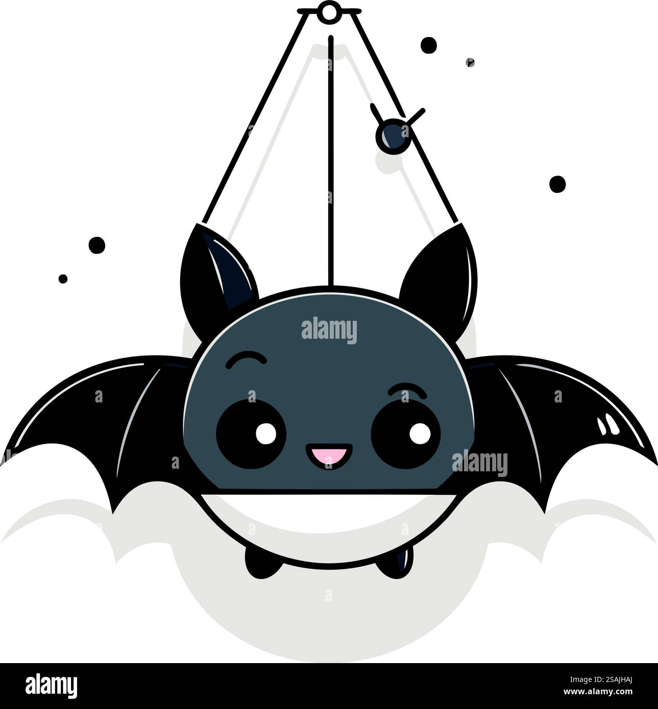 Cute cartoon bat hanging on a rope. Vector illustration design Stock ...