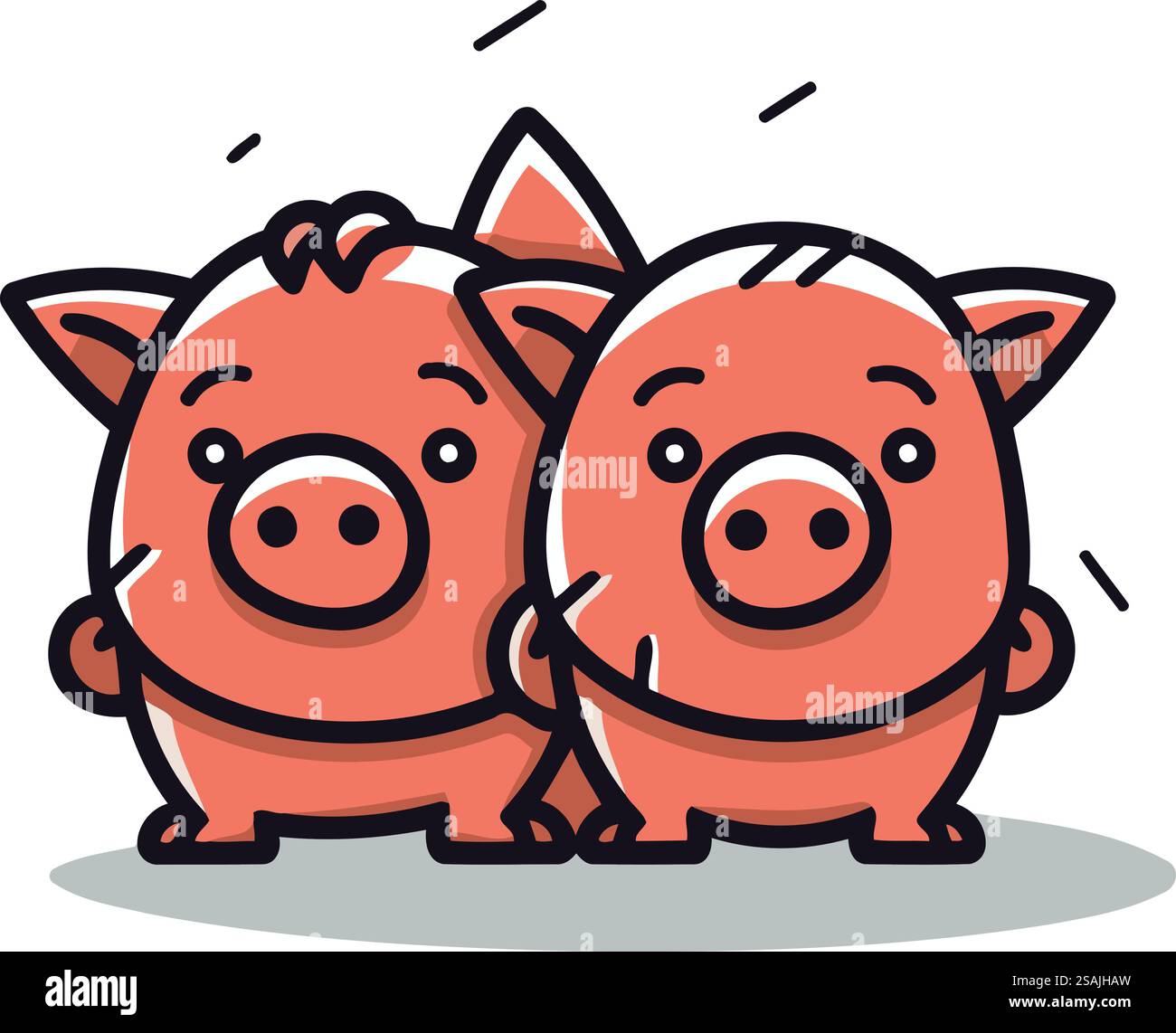 Pig family cartoon vector illustration. Cute little pigs family Stock ...