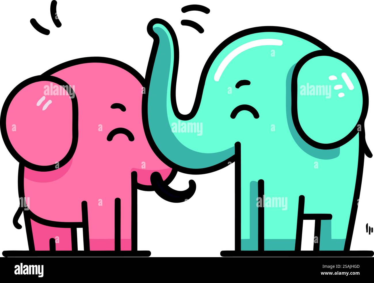 Cute elephant and elephant. Vector illustration in flat cartoon style ...