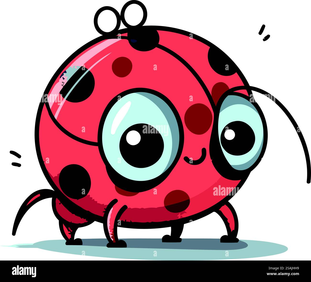 Cute cartoon ladybug with big eyes. Vector illustration isolated on ...