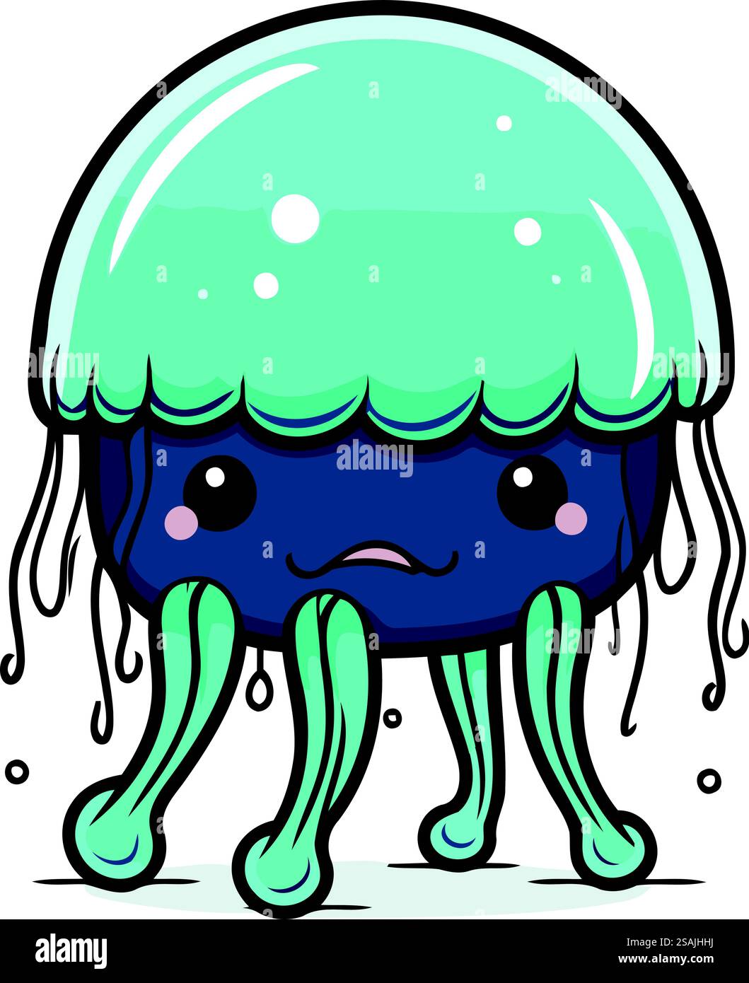 Cute cartoon jellyfish character. Vector illustration isolated on white ...