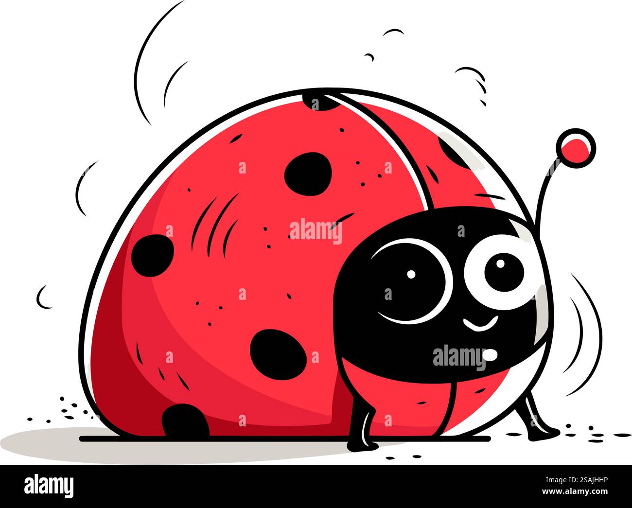 Cartoon ladybug isolated on white background. Cute vector illustration ...