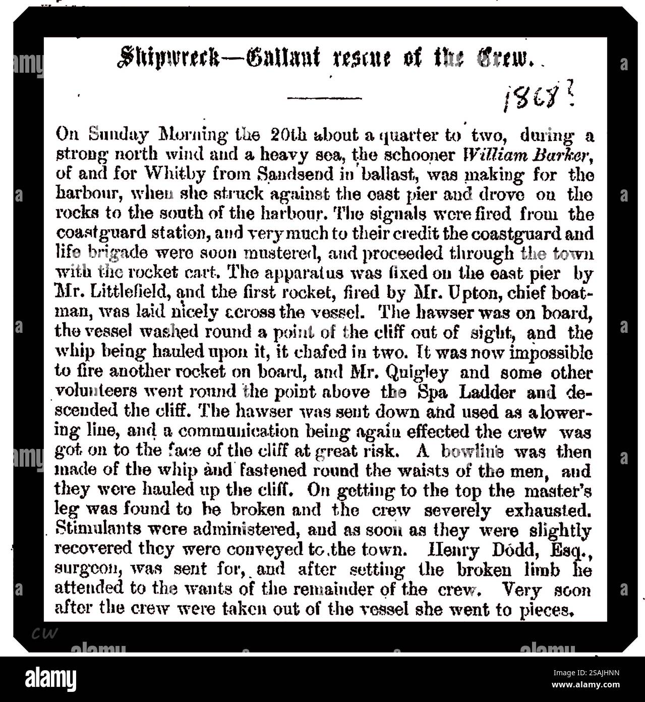 An account of the wreck of the schooner William Barker at Whitby in the ...