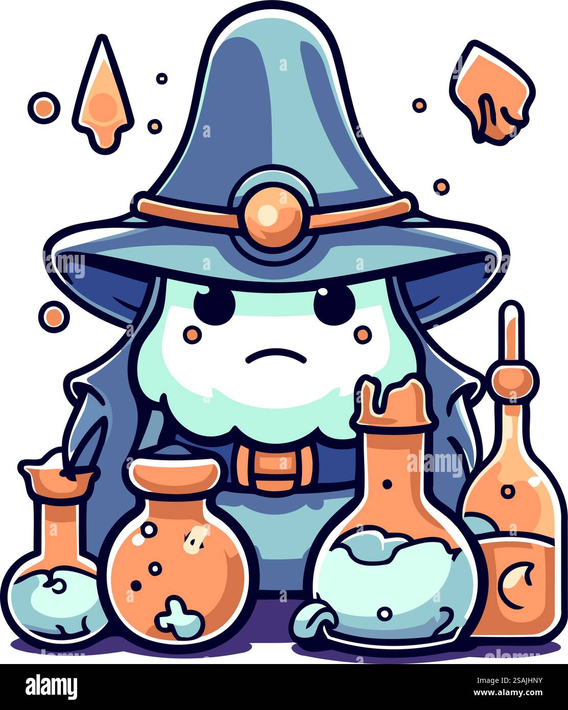 Witch with magic potion. Vector illustration of a cartoon character ...