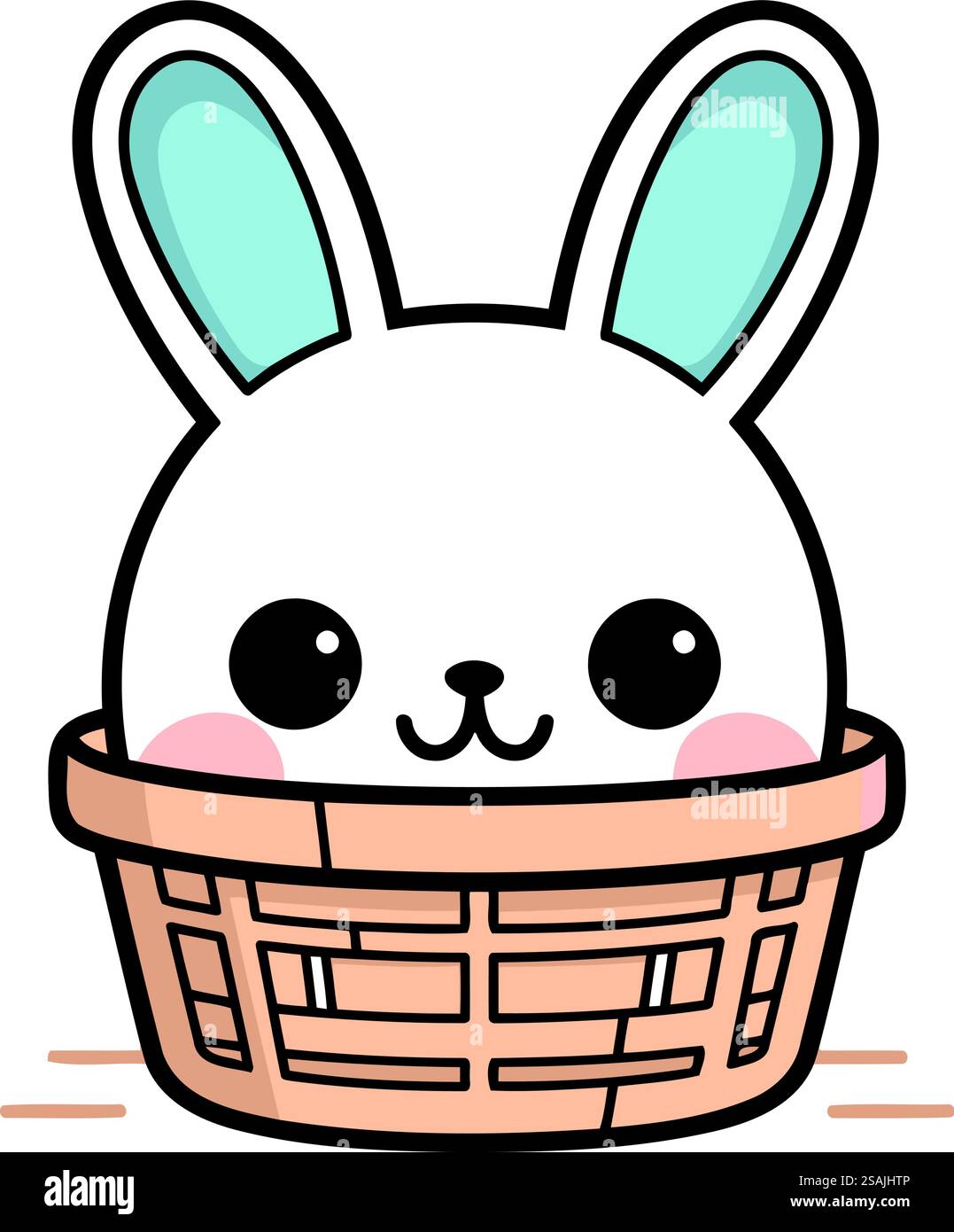 cute rabbit in basket easter character vector illustartion design Stock ...