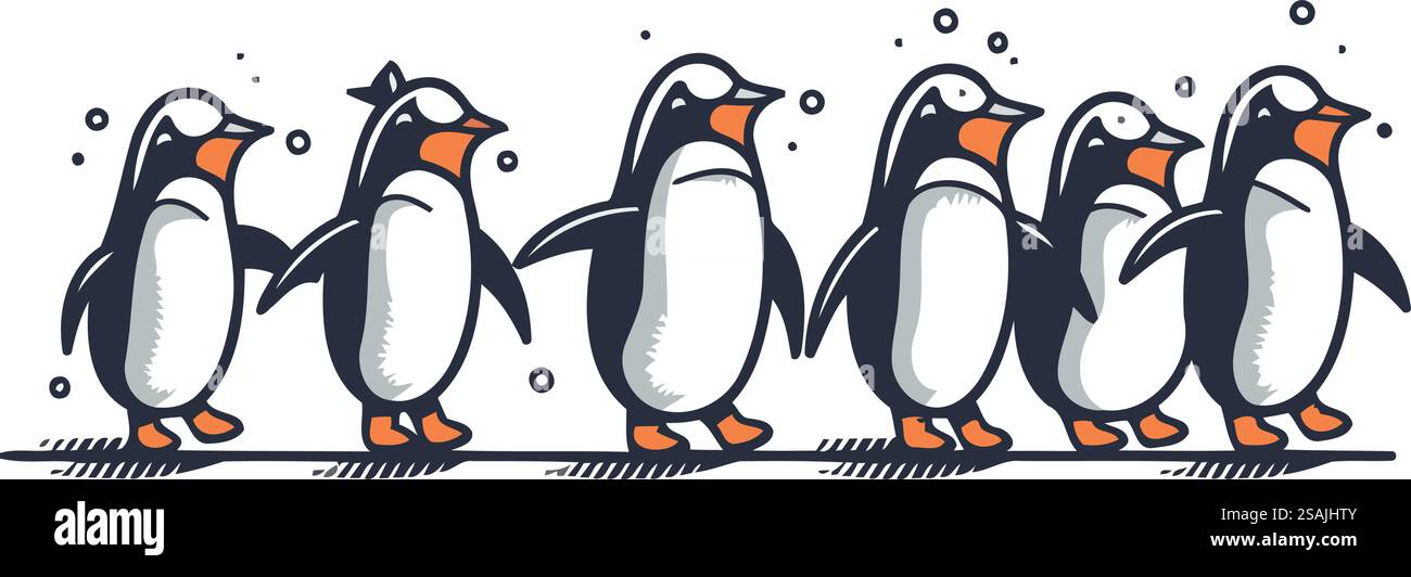 Penguins vector illustration isolated on white background. Cartoon ...