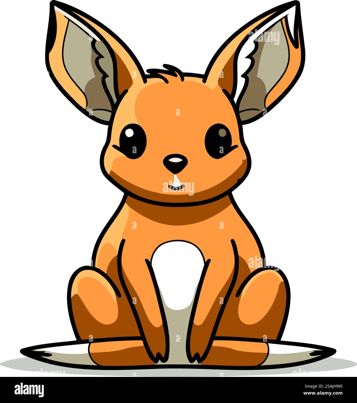 Cute cartoon little deer sitting on the floor. Vector illustration ...
