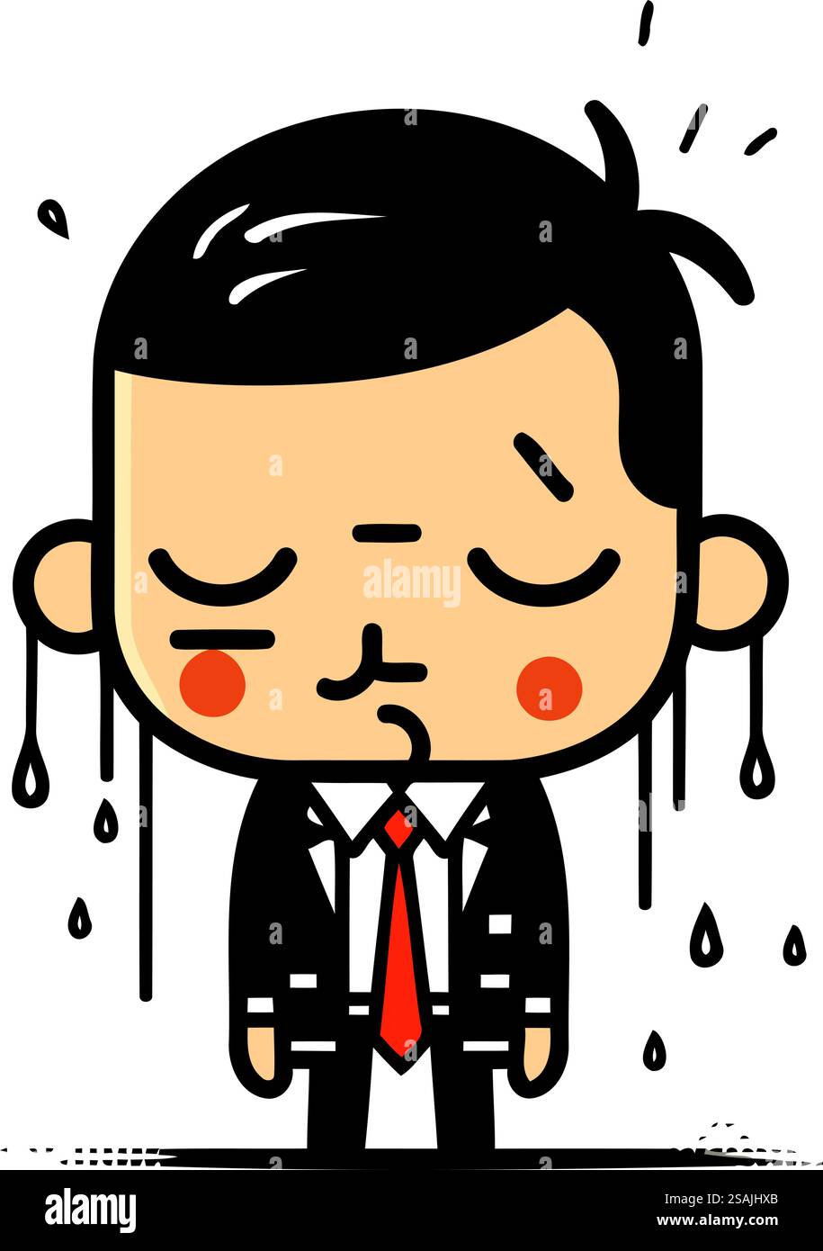 Cartoon business man crying. Vector illustration. Isolated on white ...