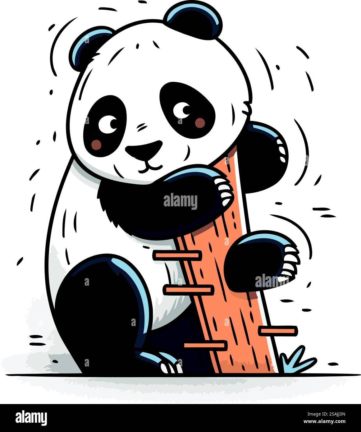 Cute cartoon panda sitting on a log. Vector illustration Stock Vector ...
