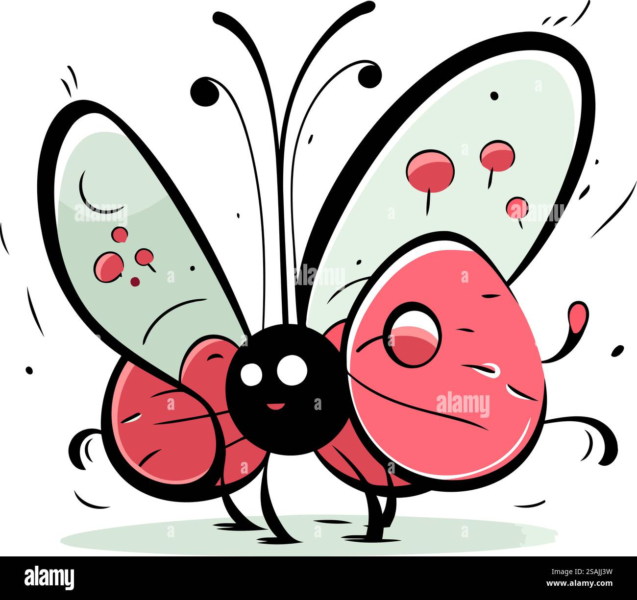 Butterfly funny cartoon vector illustration. Cute insect character ...